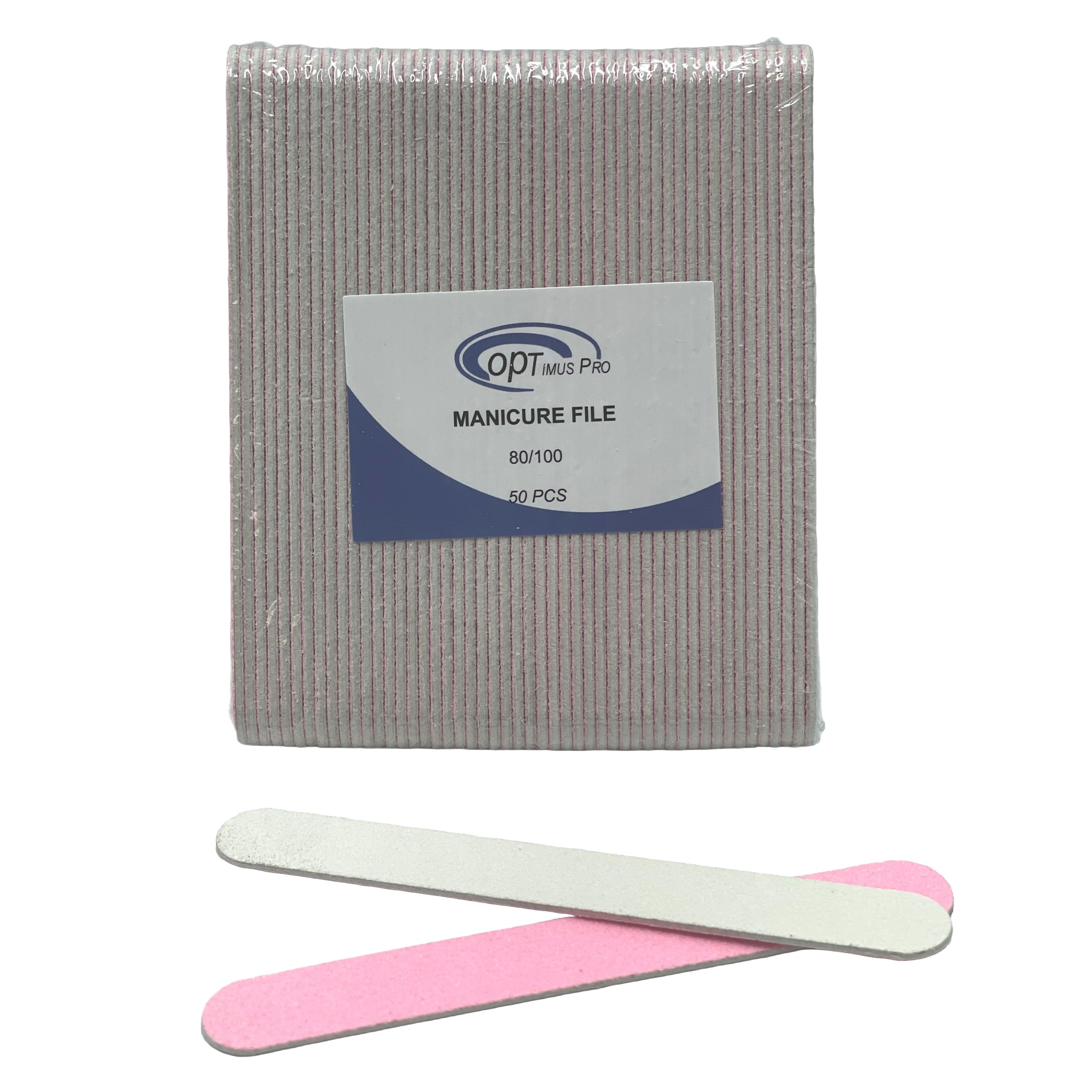 OPTIMUS PRO MANICURE FILE PINK-WHITE 80/100 GRIT (50 Pieces) | Optimus ...